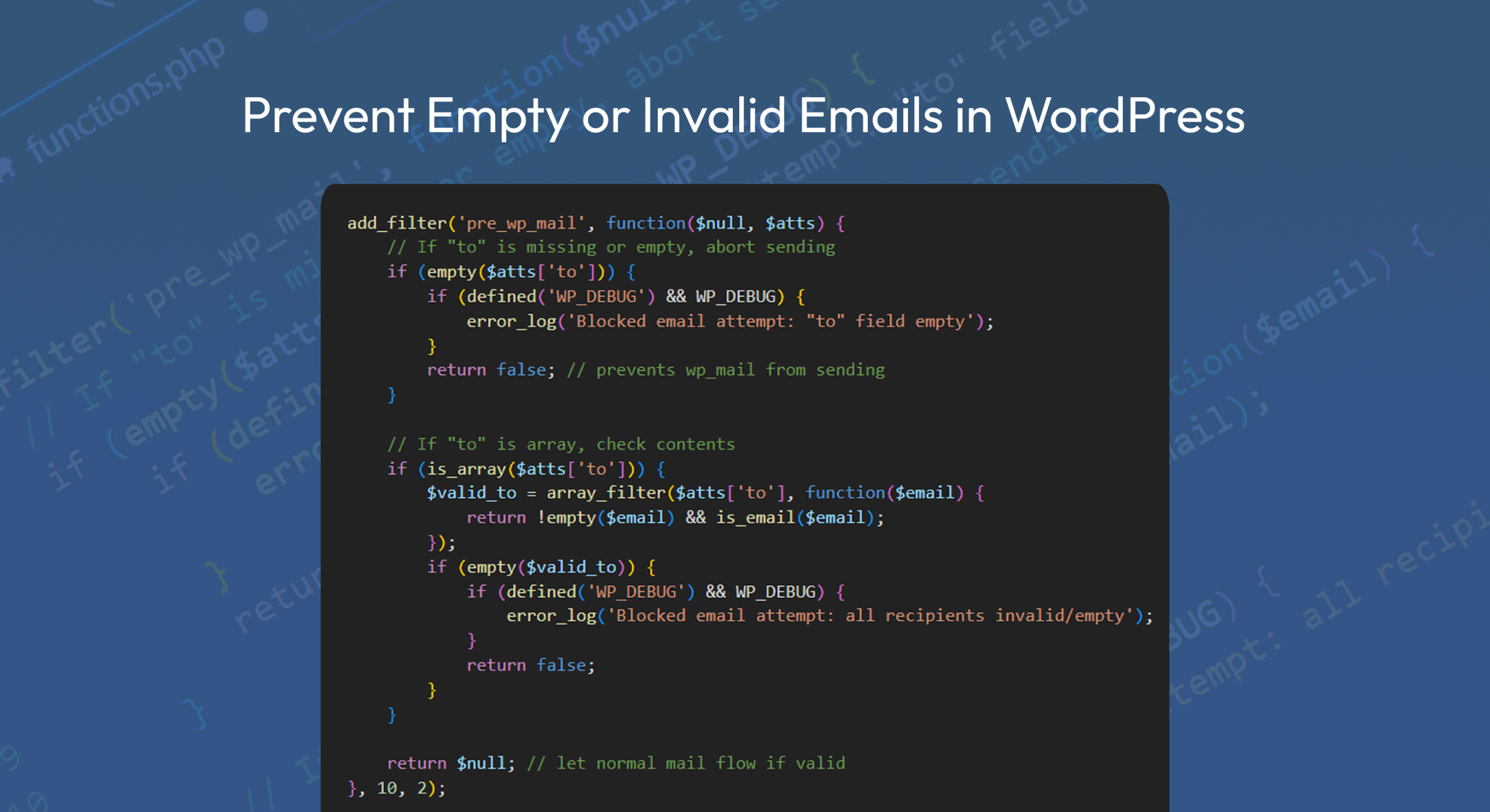 How to Prevent Empty or Invalid Emails in WordPress with "pre_wp_mail ...